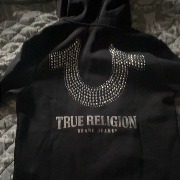 True Religion | Sweaters | True Religion Black Hoodie With Silver ...